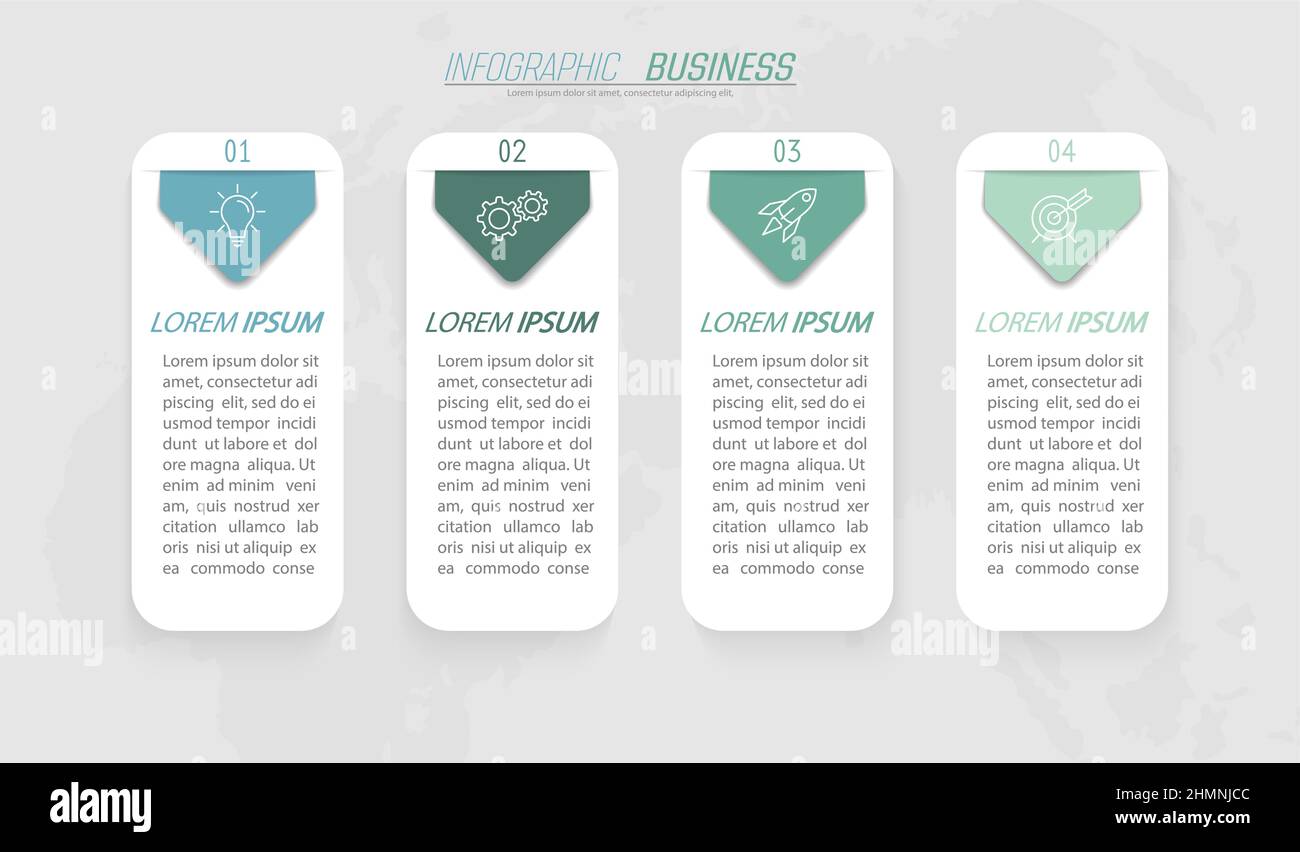 Infographics. 4 stages of development, marketing, workflow or plan ...