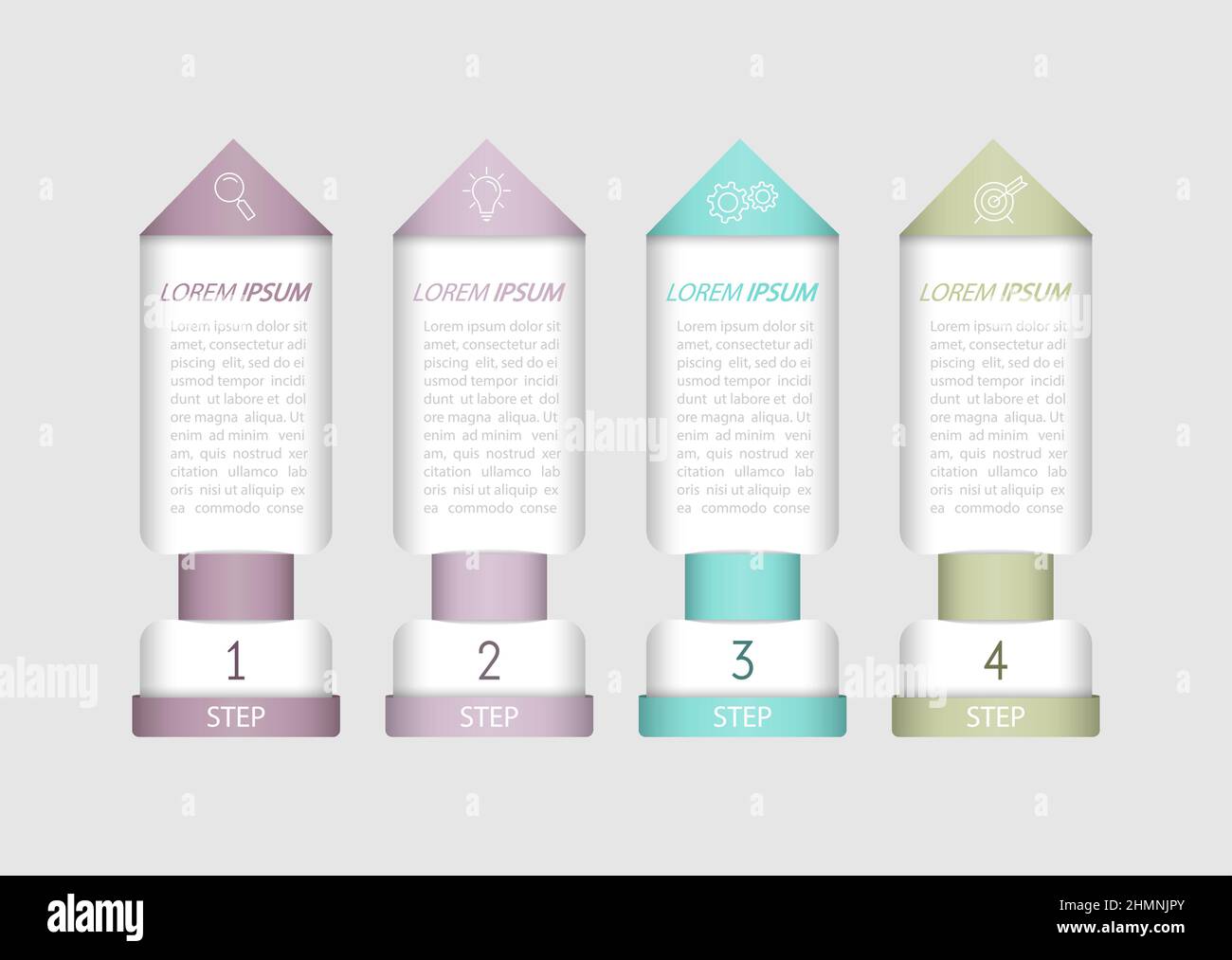 Infographics. 4 stages of development, marketing, workflow or plan ...
