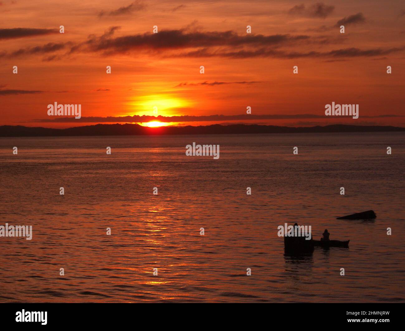 Sunset over the pacific ocean in Luzon on the Philippines January 22 ...