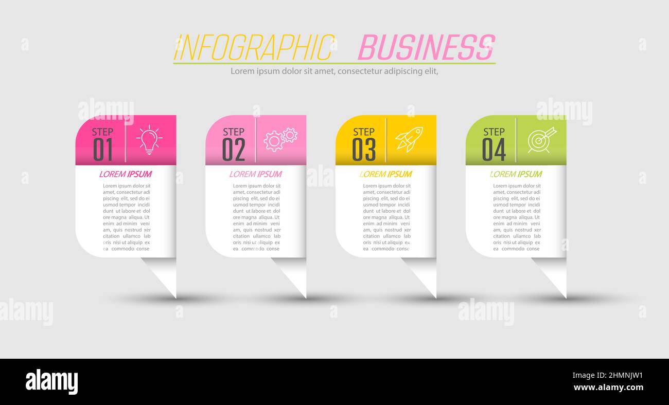 Infographics. 4 stages of development, marketing, workflow or plan ...