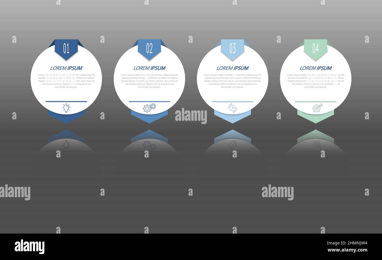 Infographics. 4 stages of development, marketing, workflow or plan ...