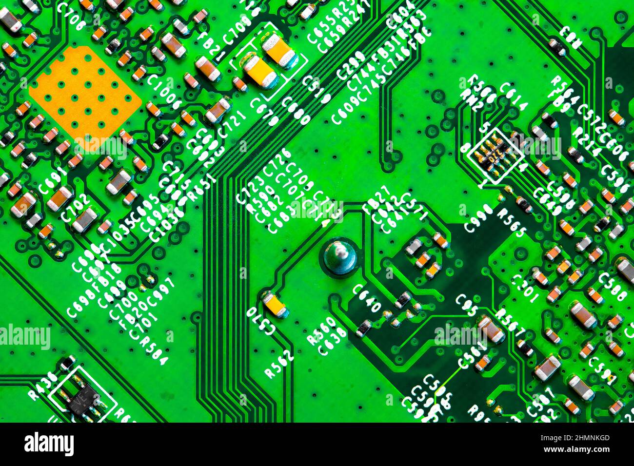 Macro Close up of components and microchips on PC circuit board Stock ...
