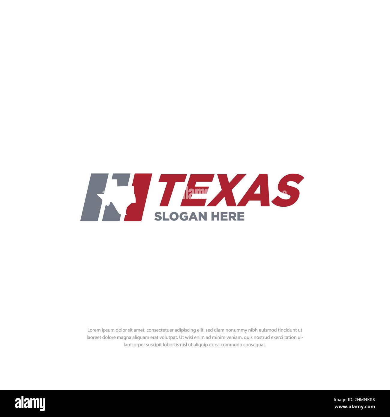 Texas map vector illustration with logo sign in red and gray color ...