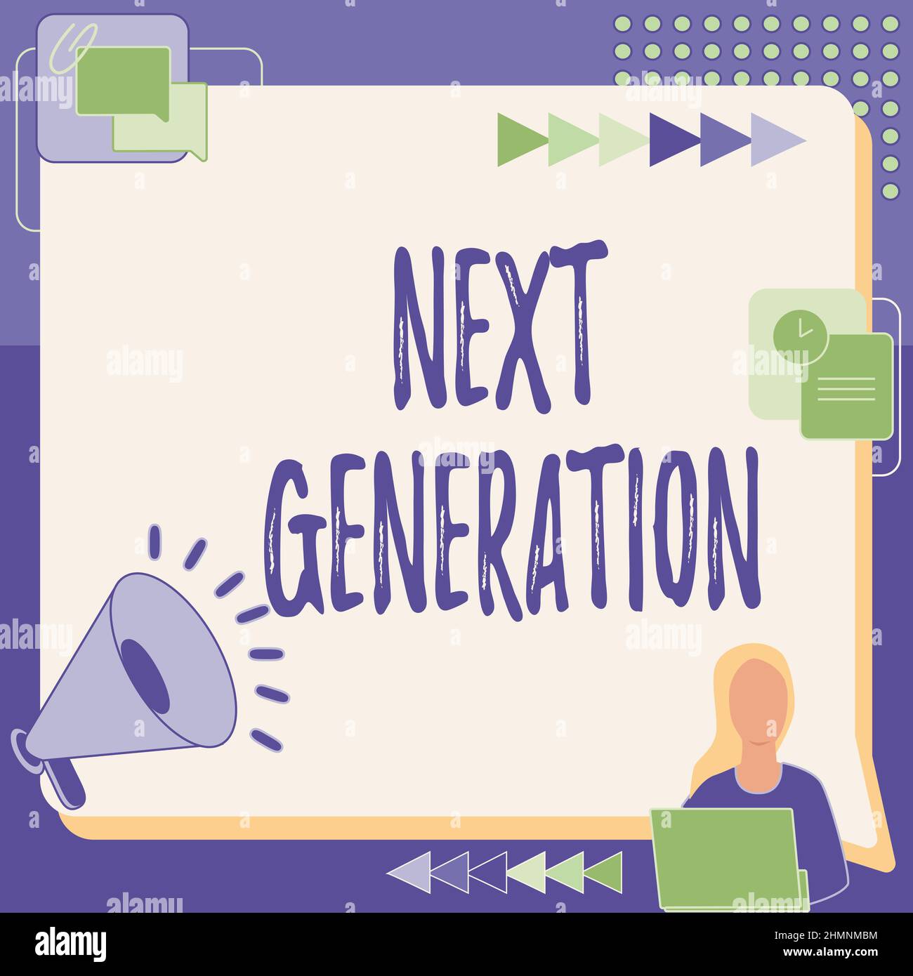 Conceptual display Next Generation. Concept meaning product that has ...