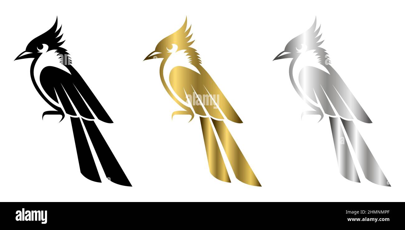 Three color black gold and silver Vector illustration on a white ...
