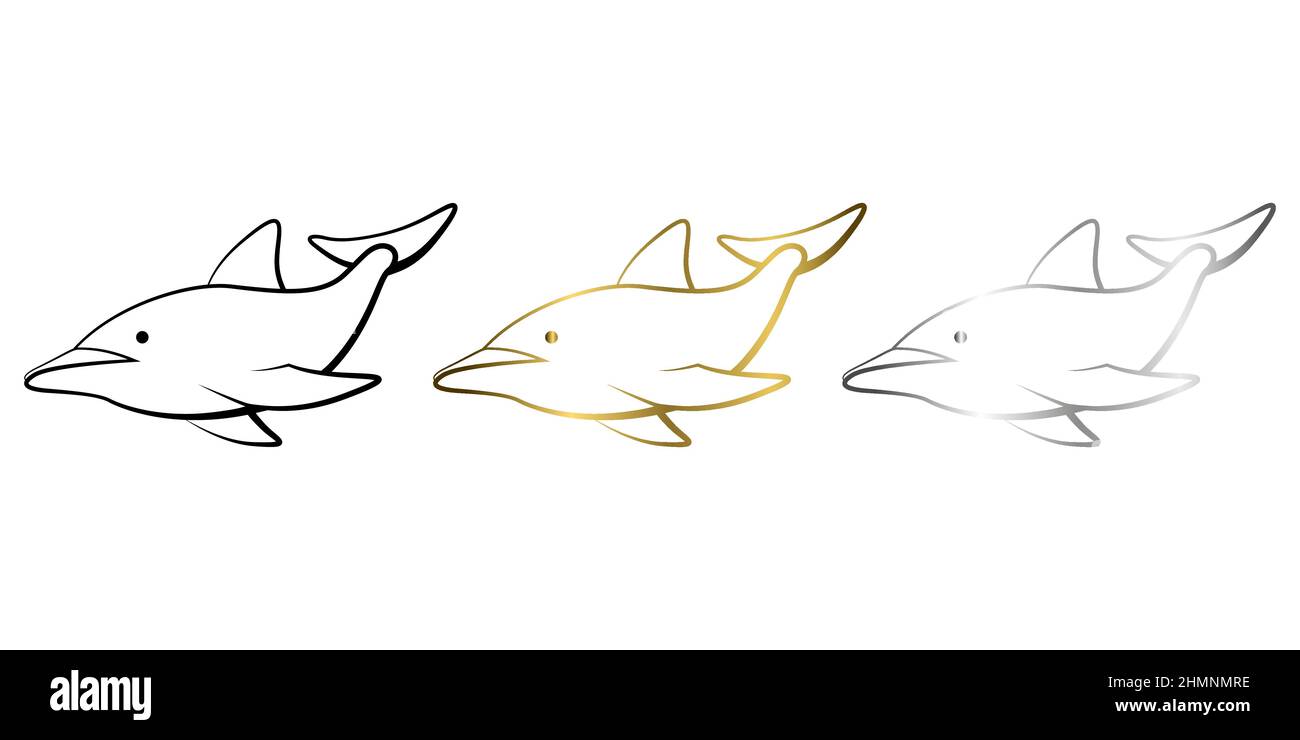 Three color black gold and silver Line art vector illustration of a ...