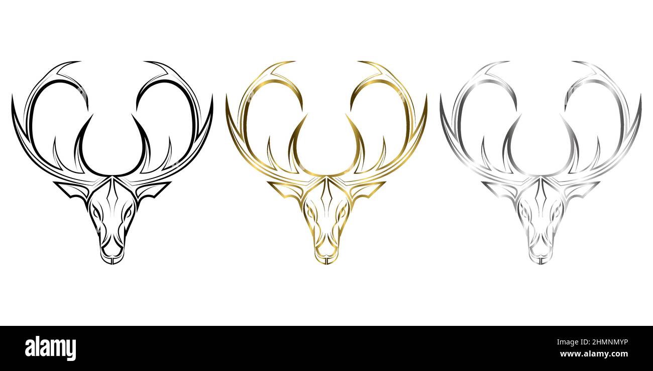 three color line art of deer head Stock Vector Image & Art - Alamy