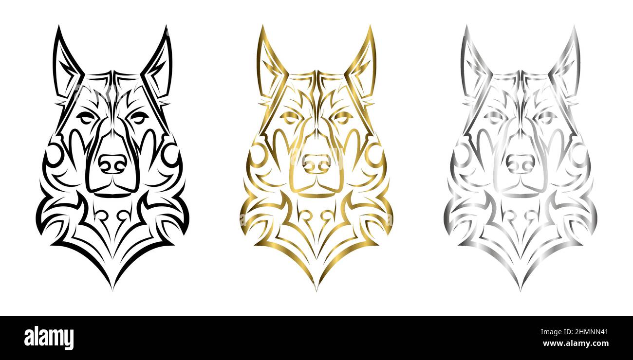 line art of german shepherd dog head. Good use for symbol, mascot, icon ...