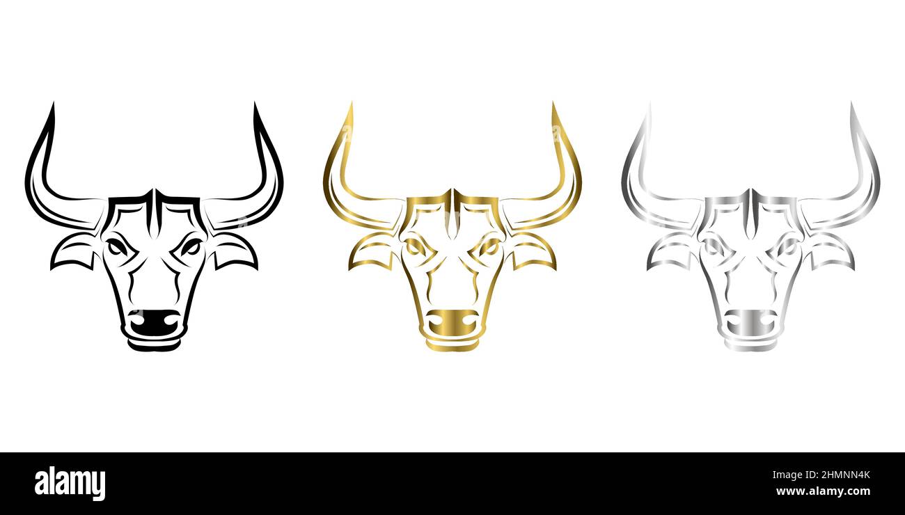 Line Vector Illustration front view of Bull. It is signs of the taurus ...