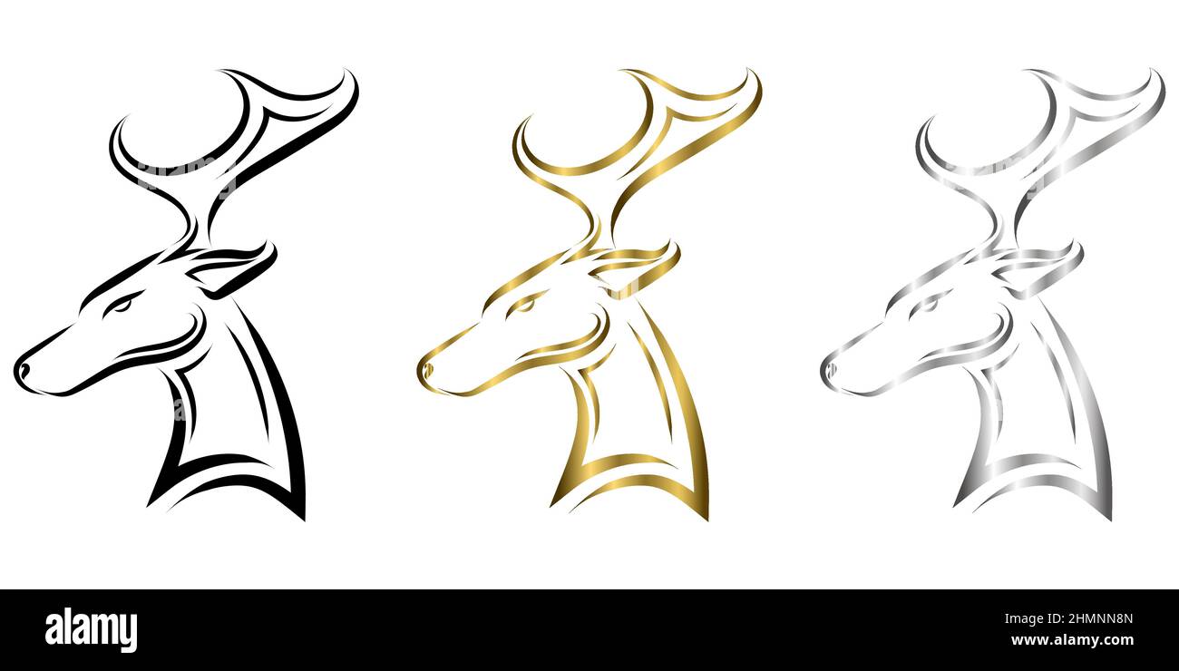 three color line art of deer head Stock Vector Image & Art - Alamy