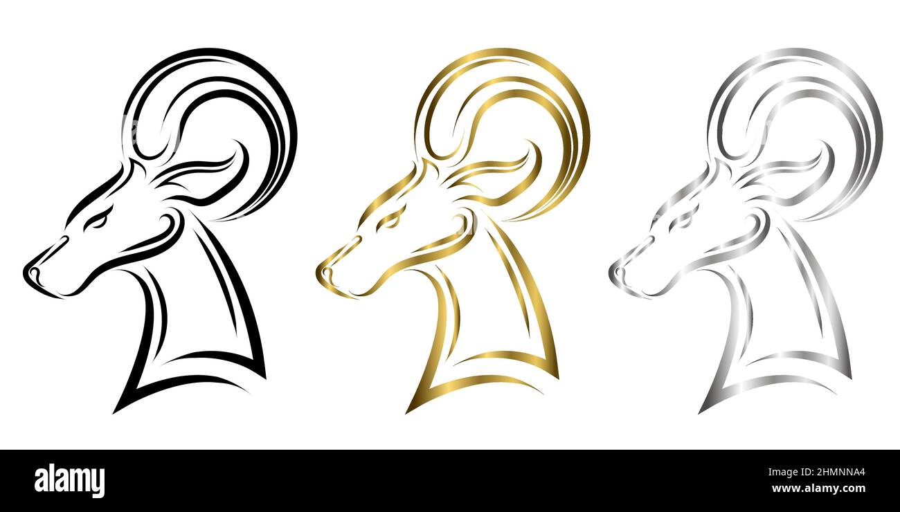 three color line art of Barbary sheep head Stock Vector Image & Art - Alamy
