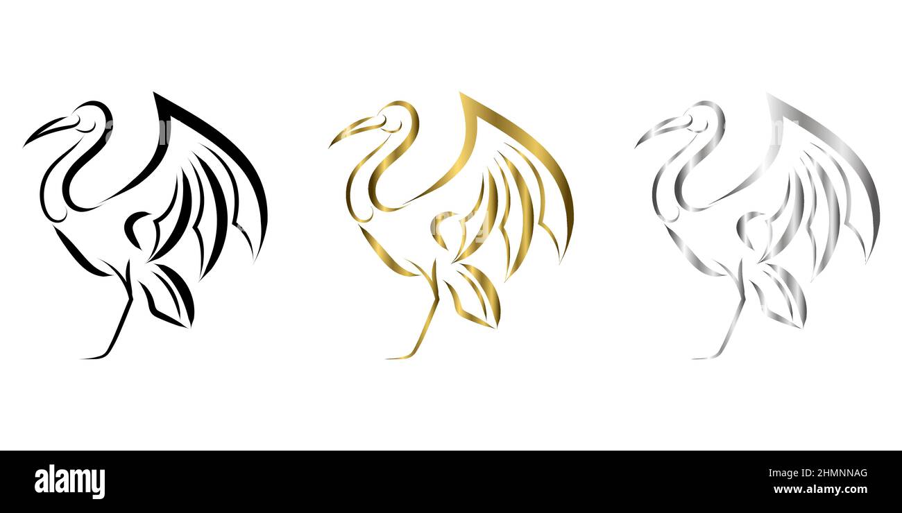 three color Line art vector logo of heron Stock Vector Image & Art - Alamy
