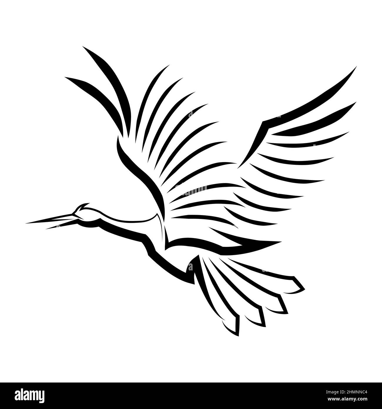 Line art vector logo of crane that is flying Stock Vector Image & Art ...