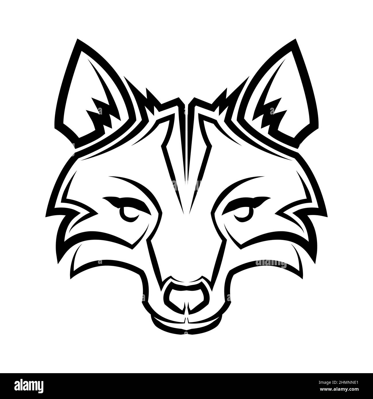 Black and white line art of cute fox head. Good use for symbol mascot ...
