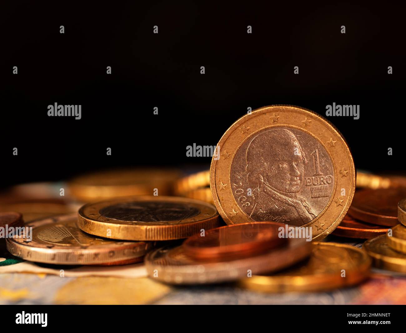 The reverse side of the 1 Euro 2008 coin dedicated to Austria with a ...