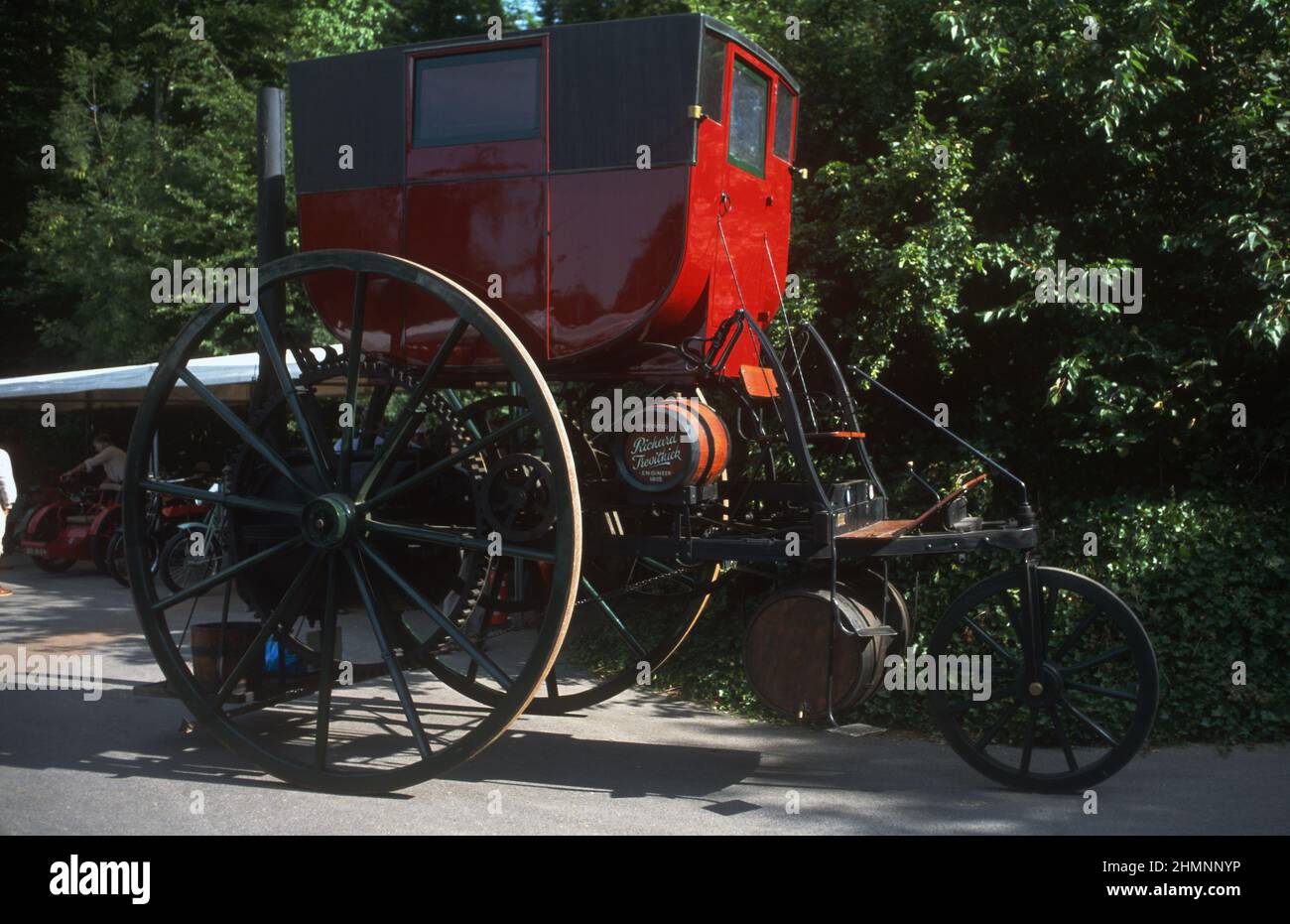 A replica of Richard Trevithick's 1803 steam carriage in the Paddock at ...
