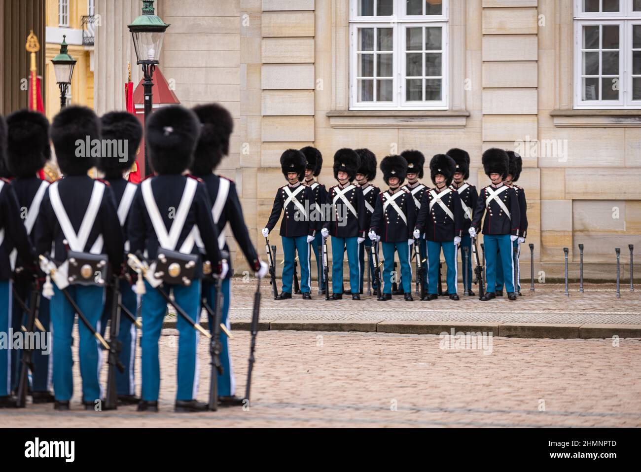Changing of the guard at Amalienborg Royal Palace, Copenhagen Denmark ...