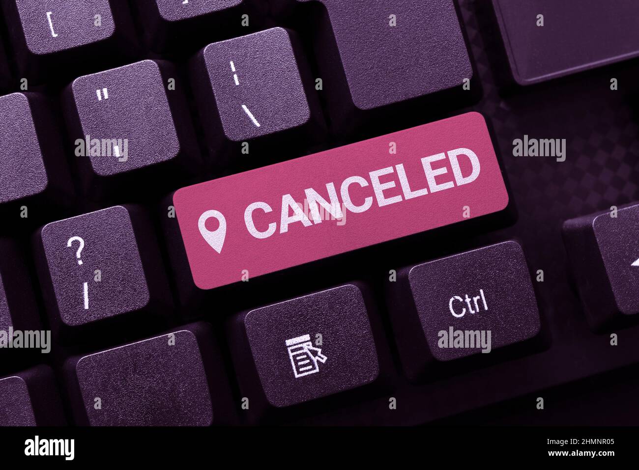 Text caption presenting Canceled. Word for to decide not to conduct or ...