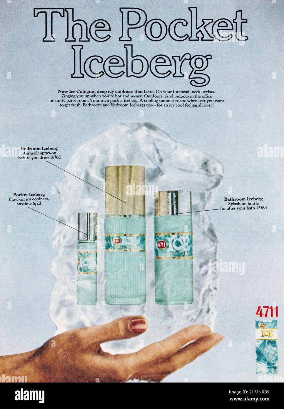 1969 British advertisement for Ice Cologne by 4711 Stock Photo - Alamy