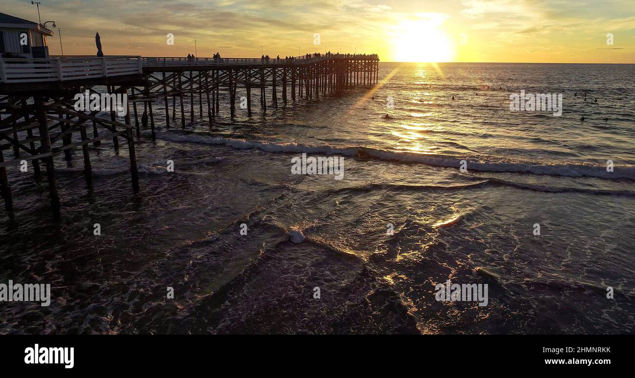 Aerial view of Crystal Pier and Crystal Pier Cottages where guests ...