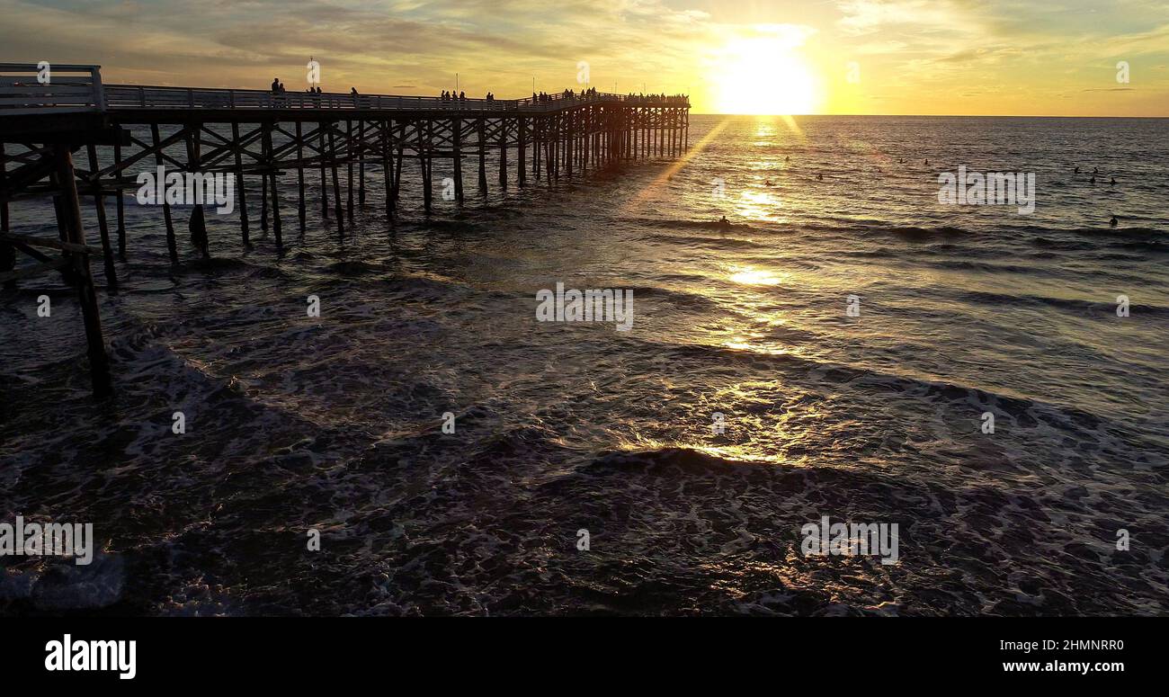 Aerial view of Crystal Pier and Crystal Pier Cottages where guests ...