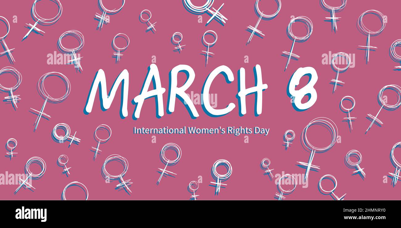 International women rights day illustration banner Stock Photo - Alamy