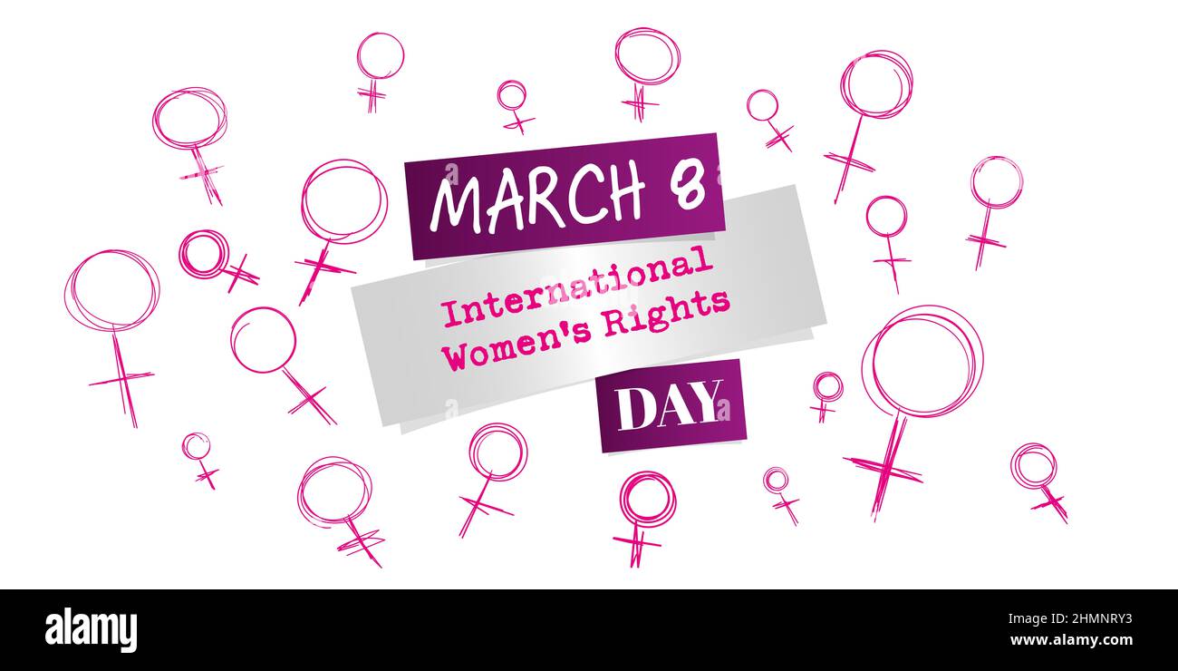 International women rights day illustration banner Stock Photo - Alamy