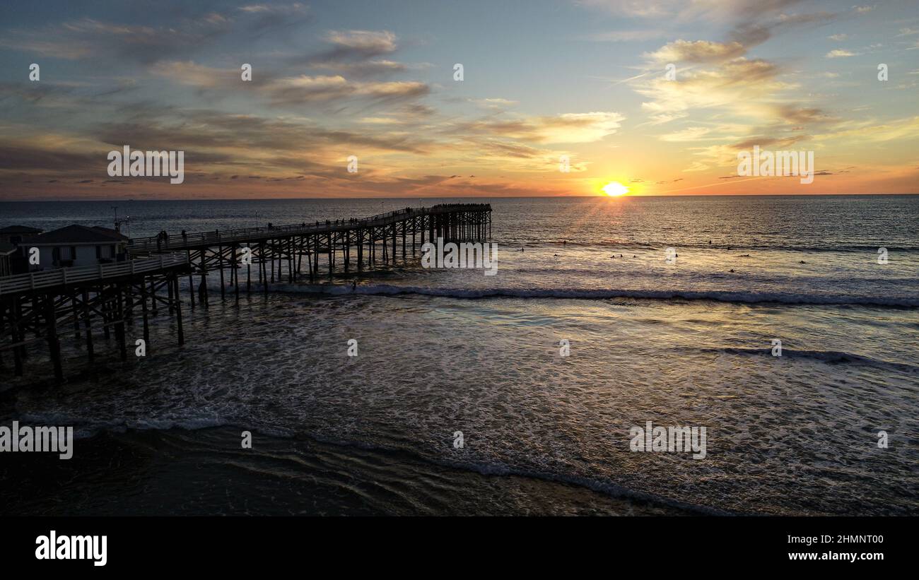 Aerial view of Crystal Pier and Crystal Pier Cottages where guests ...