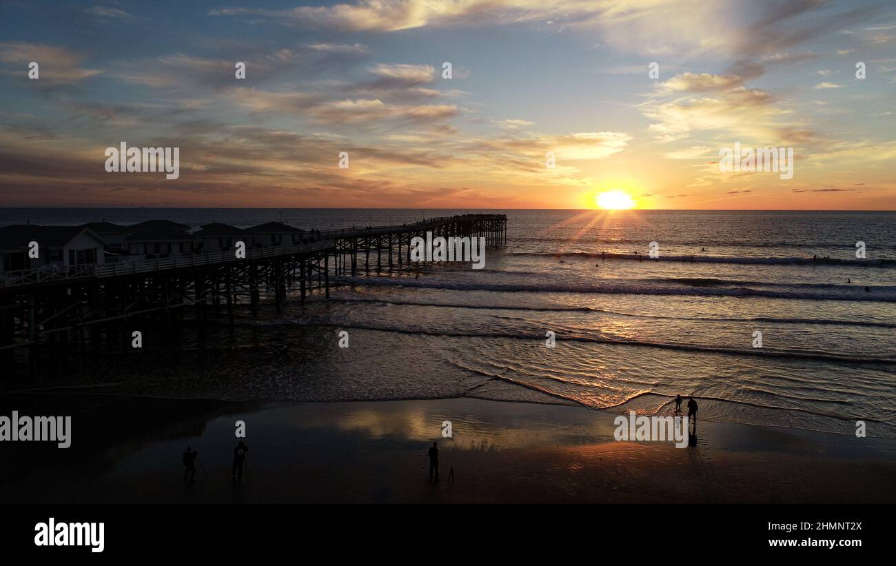 Aerial view of Crystal Pier and Crystal Pier Cottages where guests ...