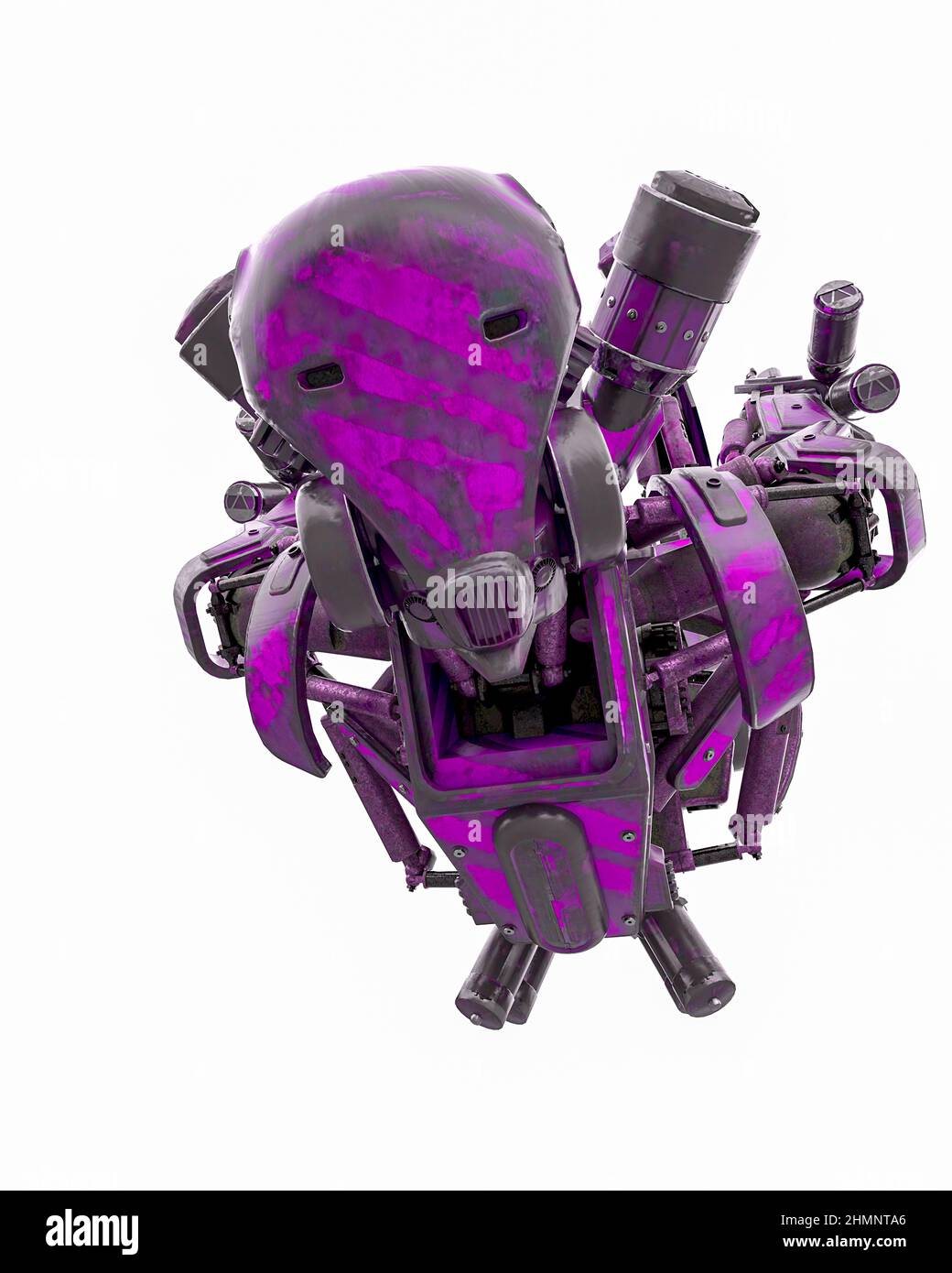 mega drone soldier robot is flying down, 3d illustration Stock Photo ...