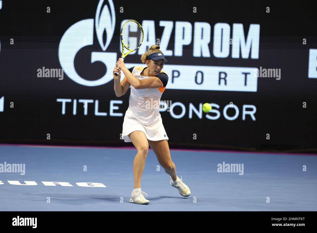 Elise Mertens of Belgium plays against Maria Sakkari of Greece during ...