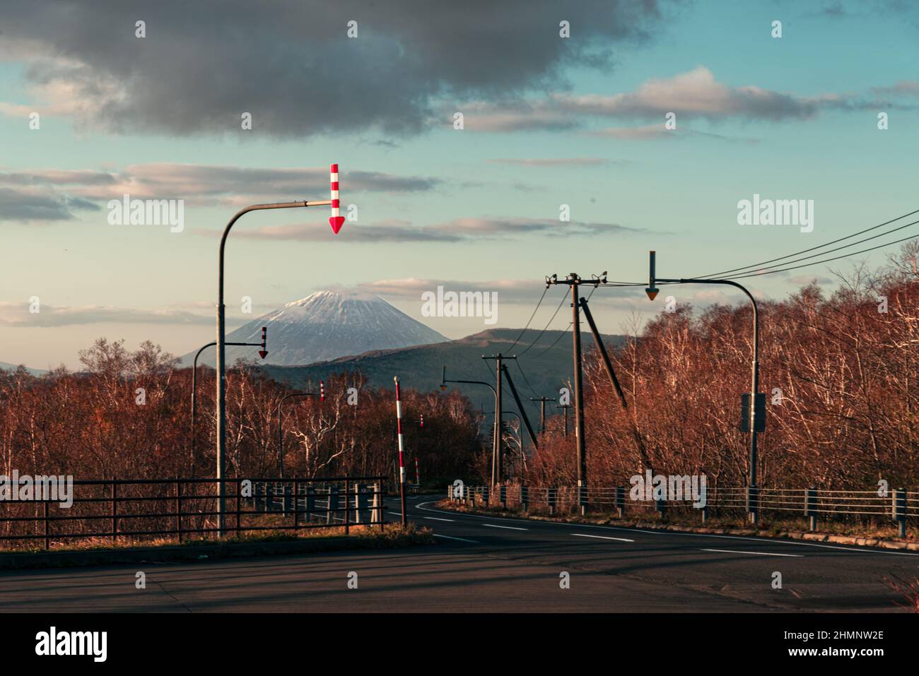 Road and Mount Yotei, Hokkaido. Japan. Volcano Stock Photo - Alamy