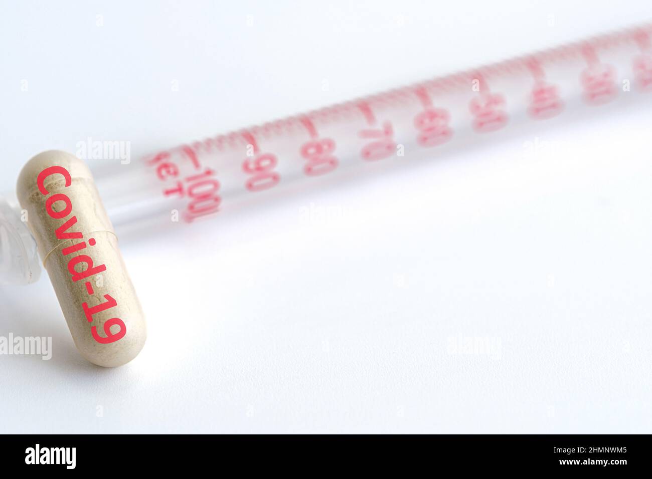 Covid-19 pill capsule and vaccine isolated on white background. New ...