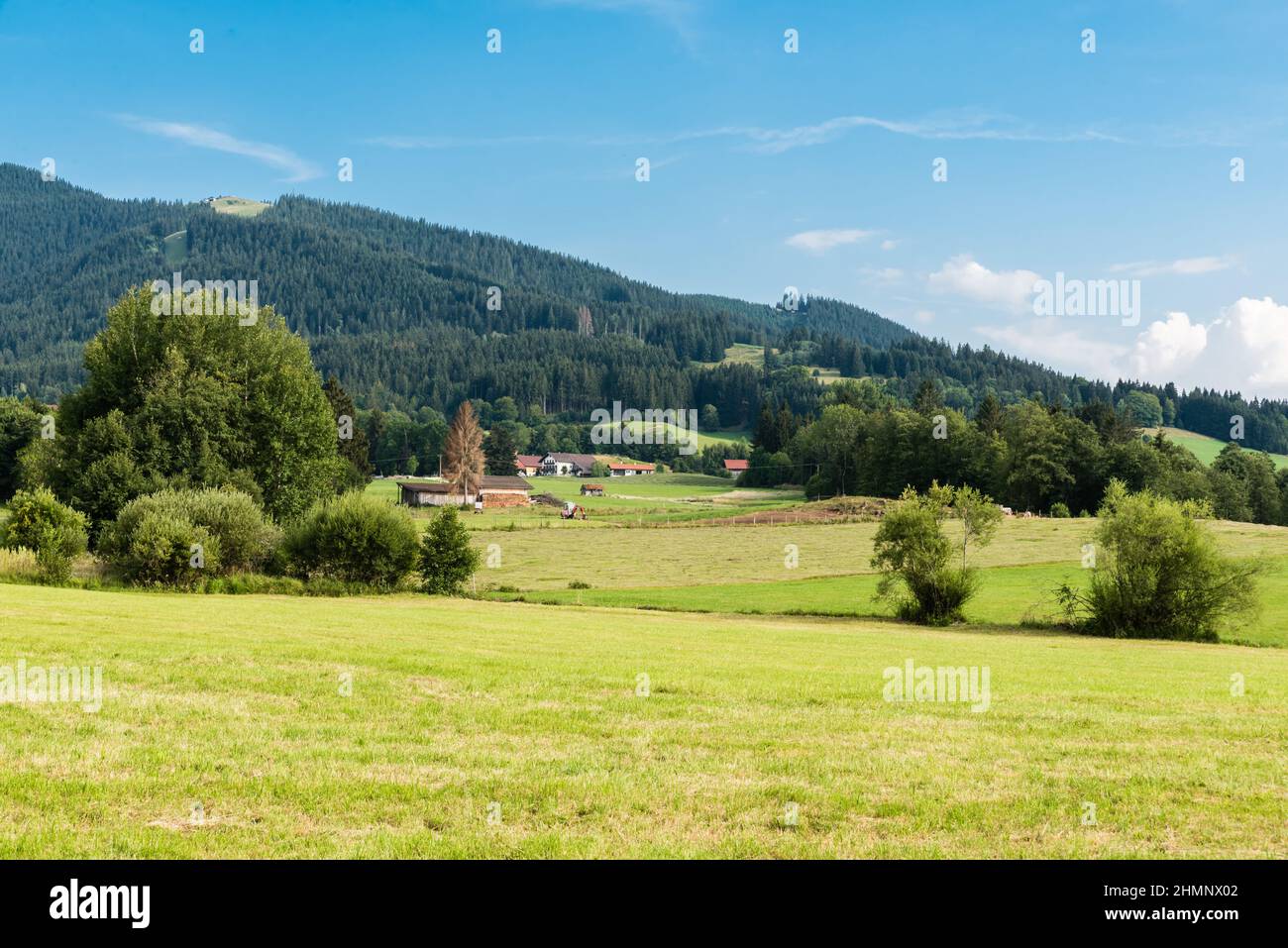 Scenic view over the German countryside around the village Bad Kohlgrub ...