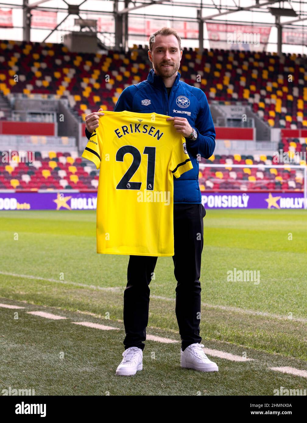 Brentford's new signing Christian Eriksen poses for a picture on the ...