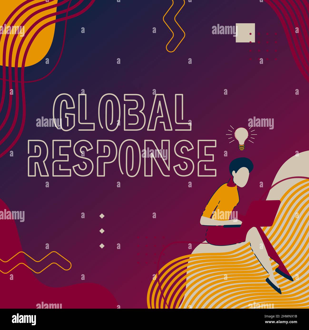 Hand writing sign Global Response. Business approach indicates the ...