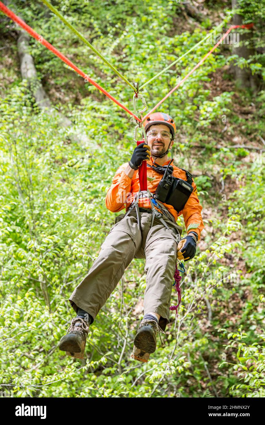 Search and Rescue Safety drill and competitive outdoor games Stock ...
