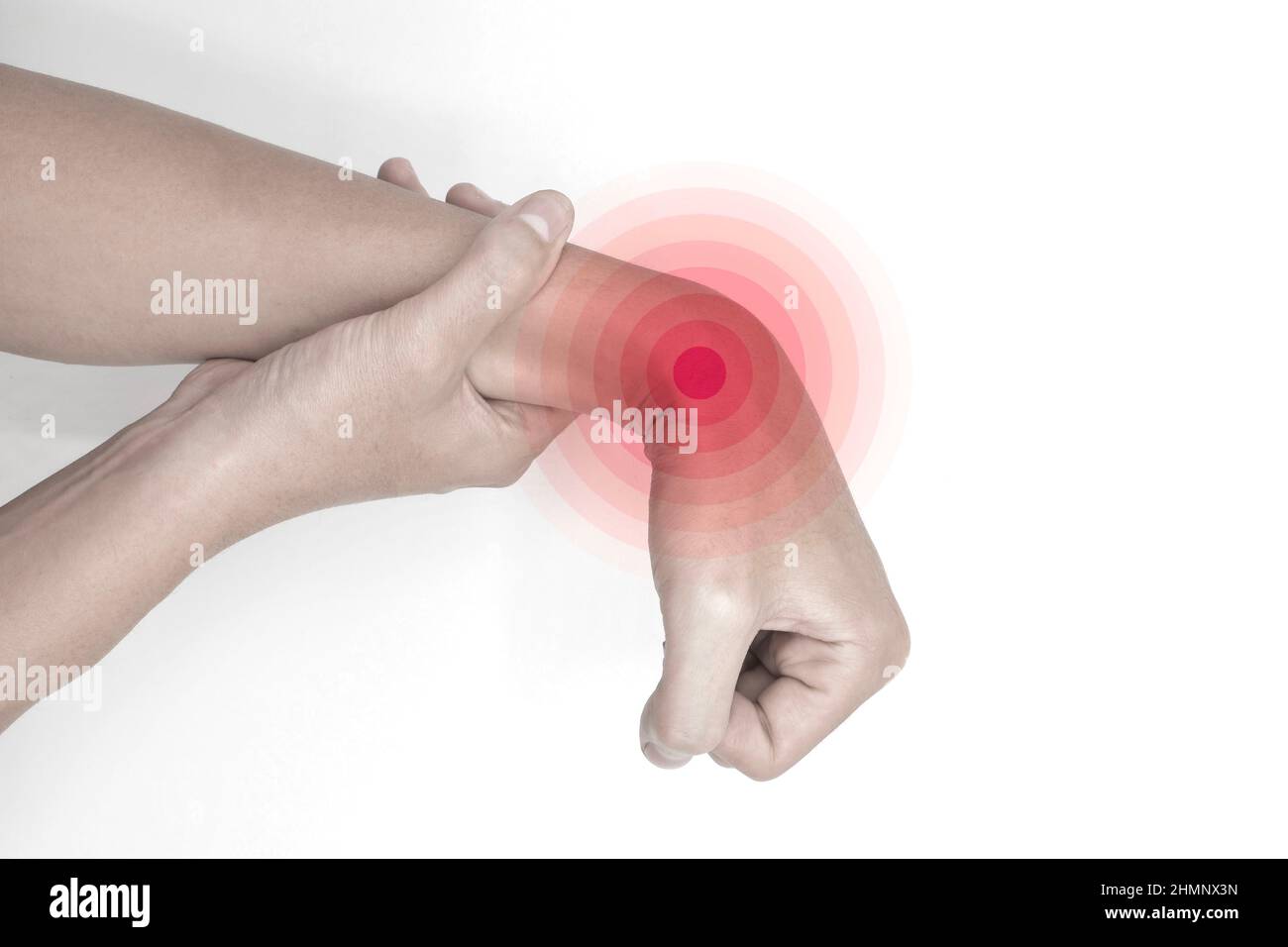 Inflammation of Asian young man wrist joint and hand. Concept of joint ...