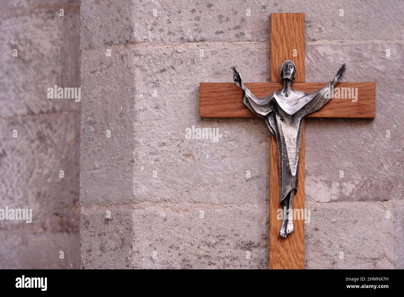 Christian crucifix on the wall of a church Stock Photo - Alamy