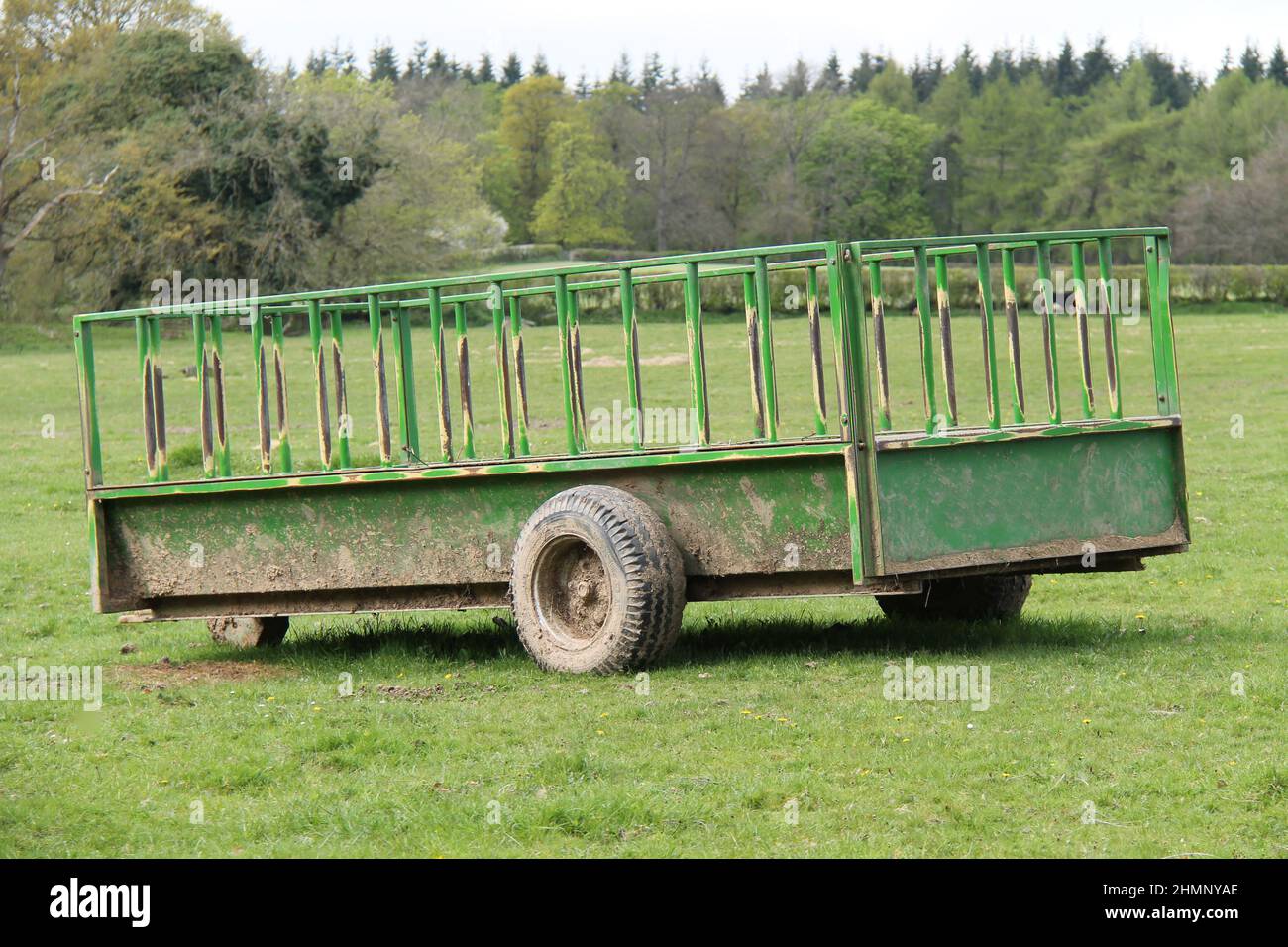 A Large Two Wheeled Metal Agricultural Farm Trailer Stock Photo - Alamy