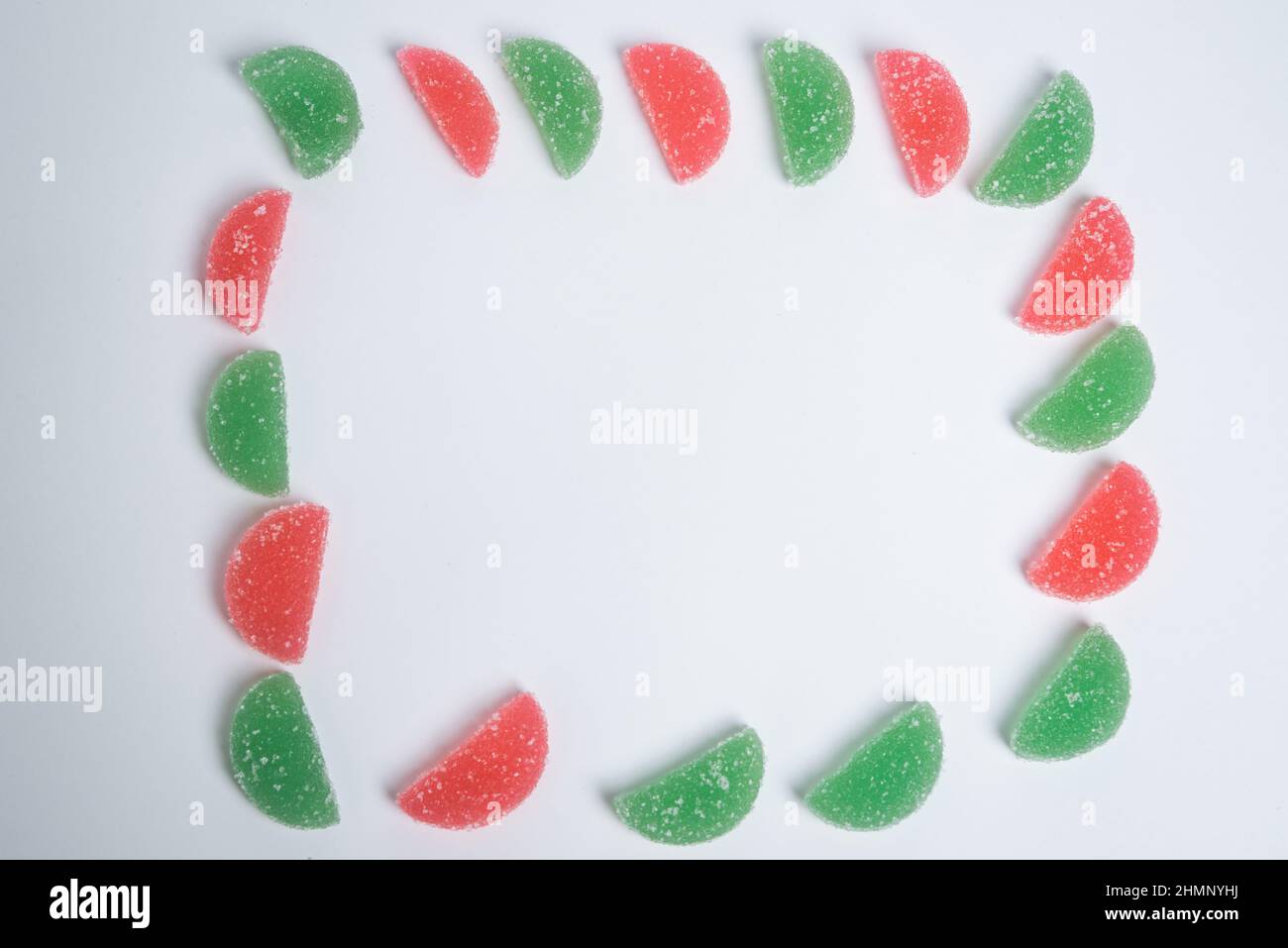 frame of colorful jelly candies isolated on white background Stock ...