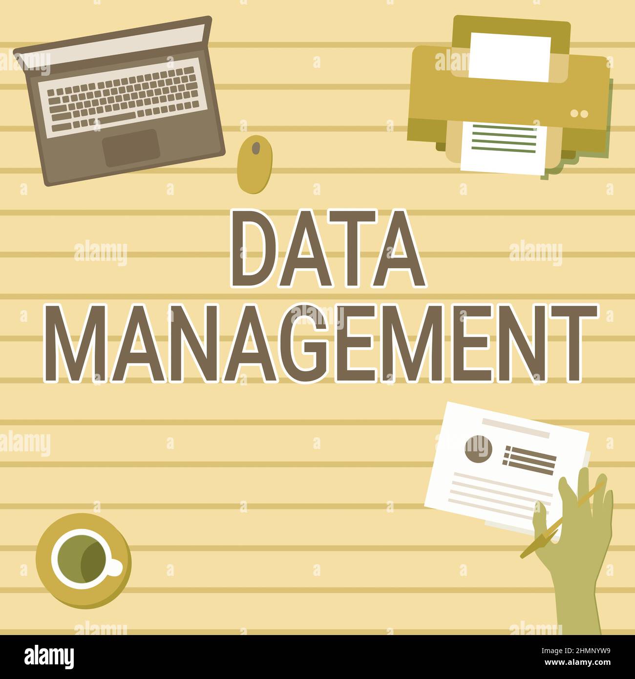 Text caption presenting Data Management. Word Written on The practice of organizing and ...