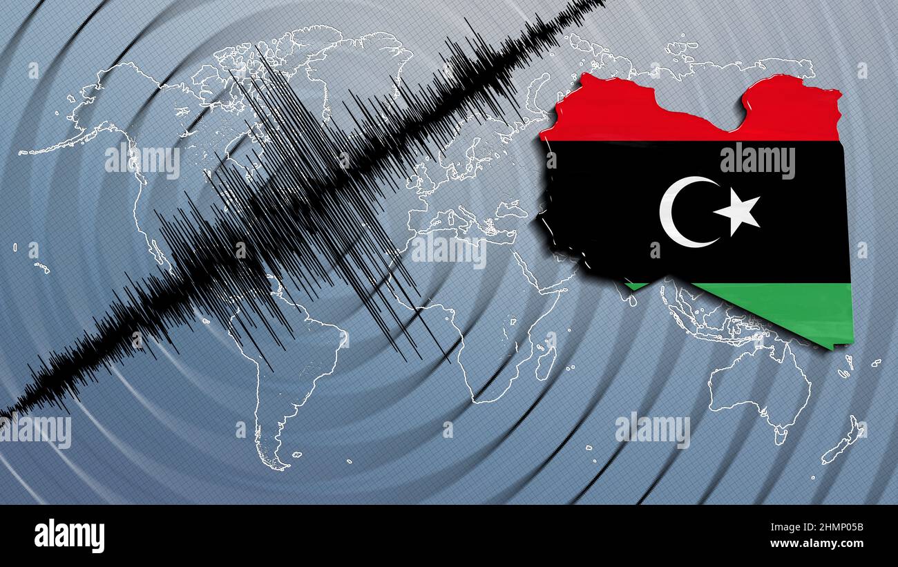 Seismic activity earthquake Libya map Richter scale Stock Photo - Alamy