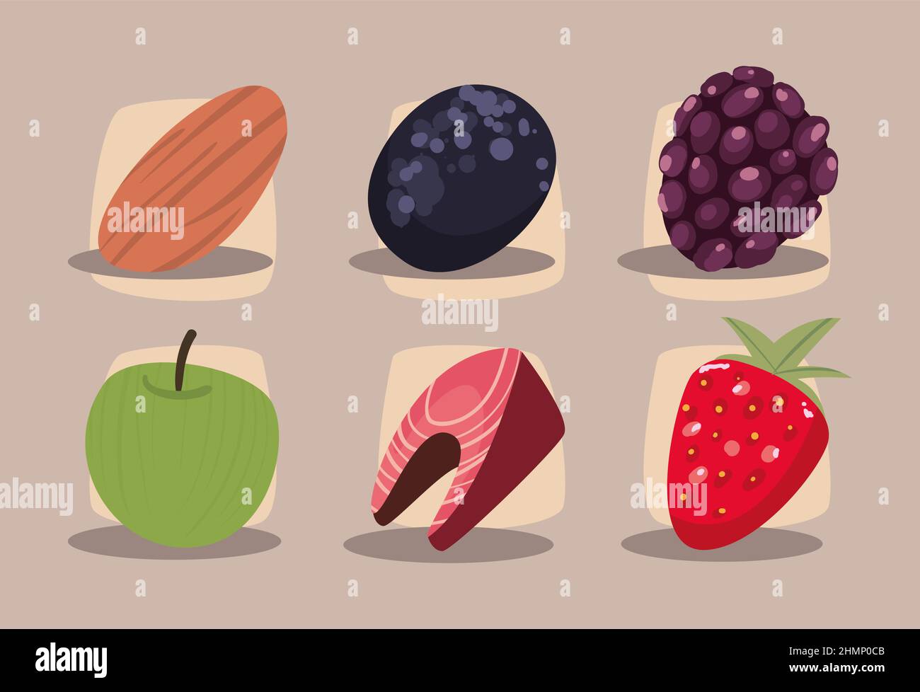 set of six healthy foods Stock Vector Image & Art - Alamy