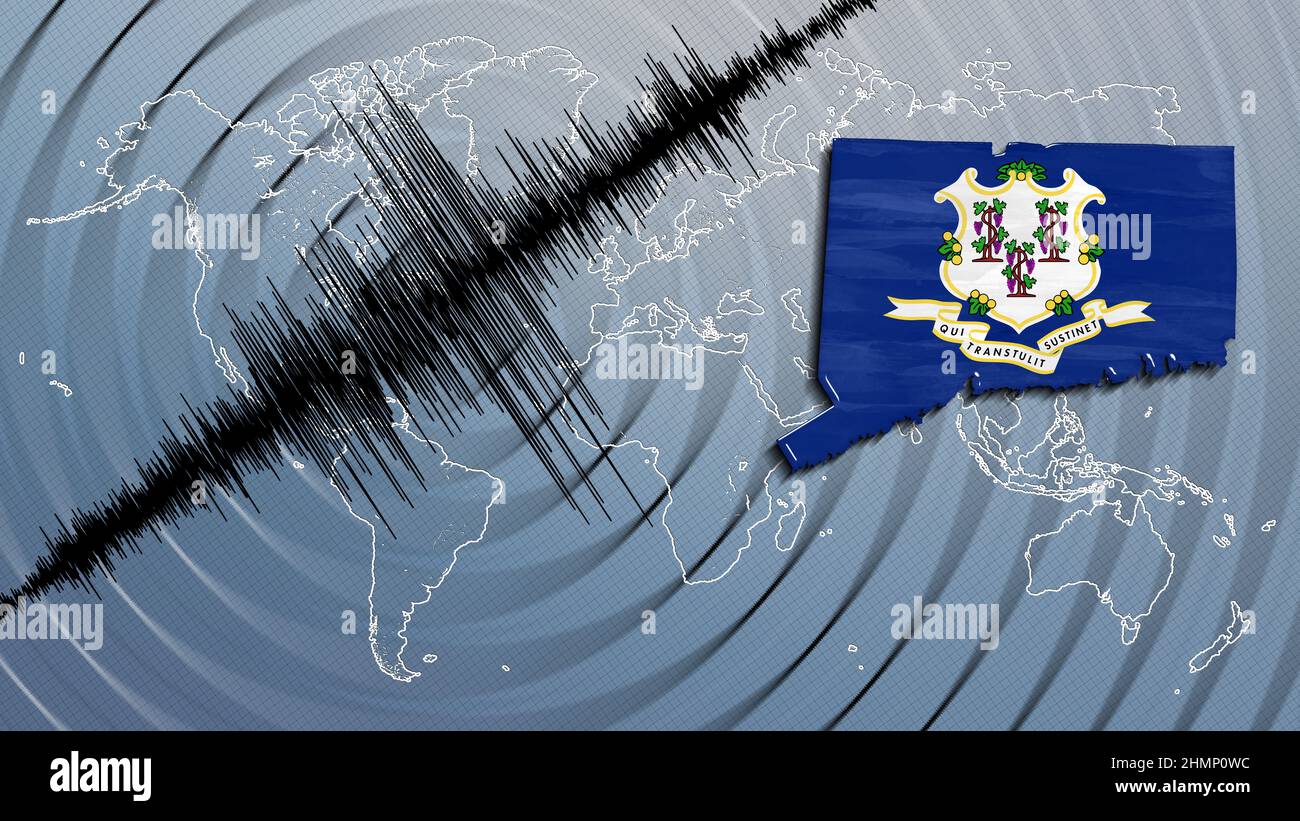 Seismic activity earthquake Connecticut map Richter scale Stock Photo ...