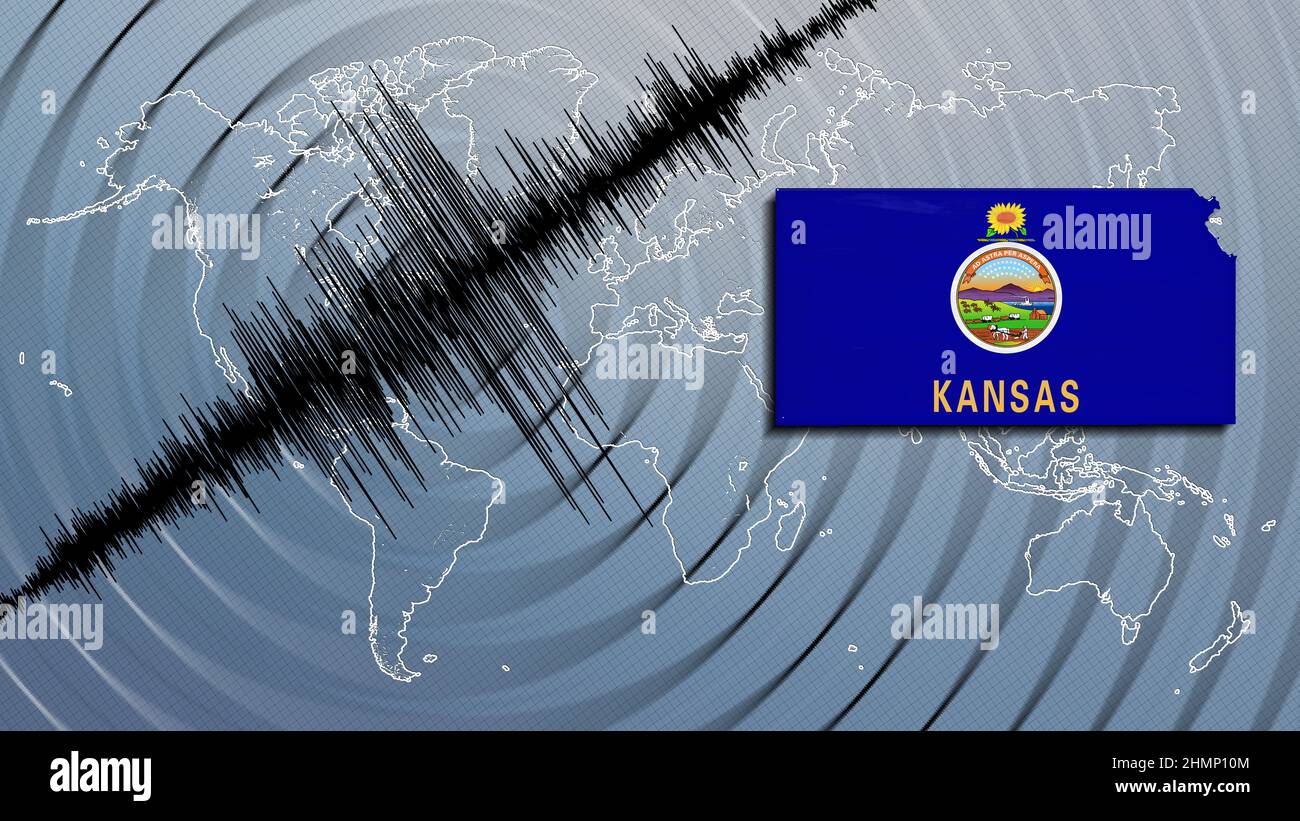Seismic activity earthquake Kansas map Richter scale Stock Photo - Alamy