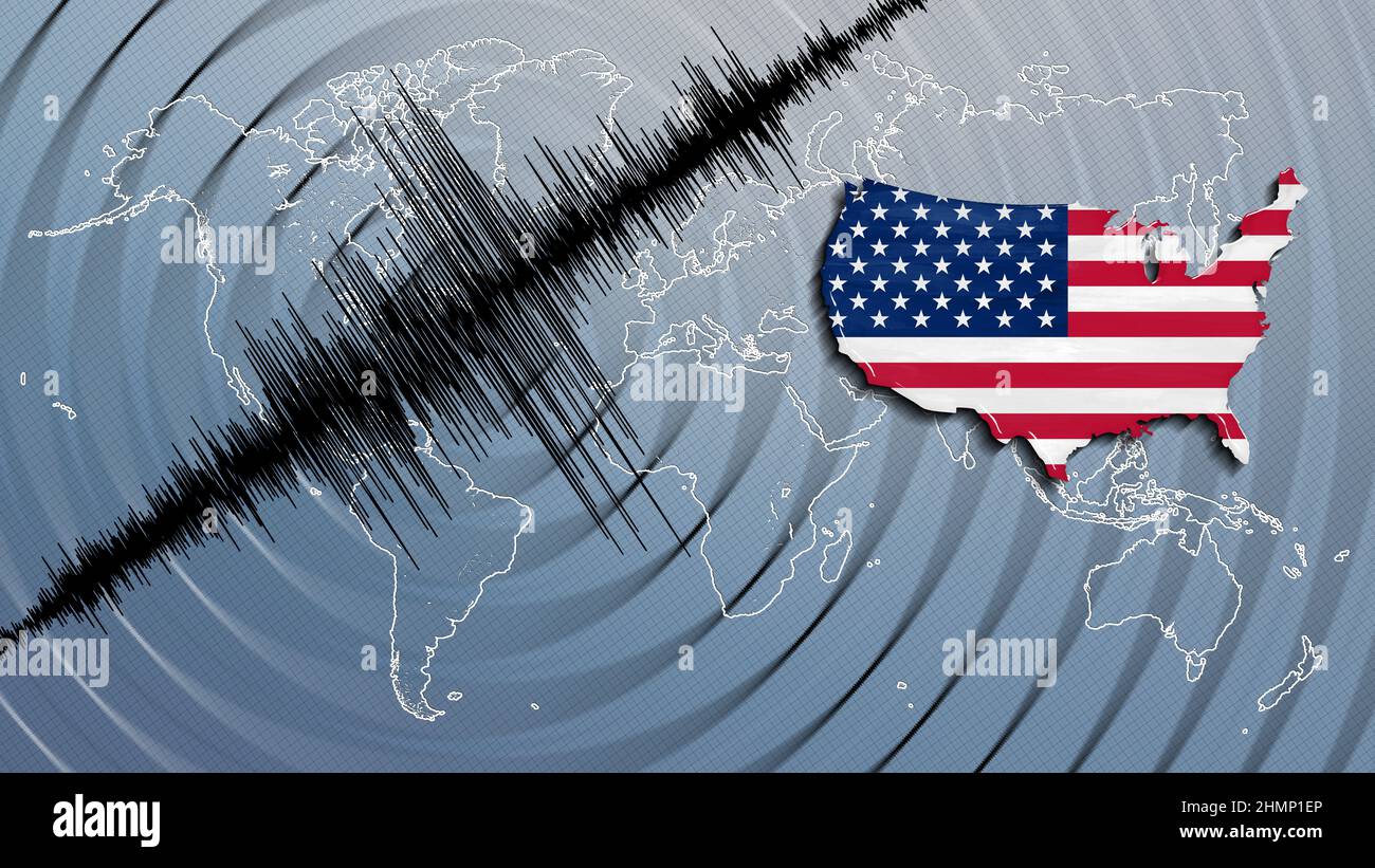 Seismic activity earthquake United States map Richter scale Stock Photo ...