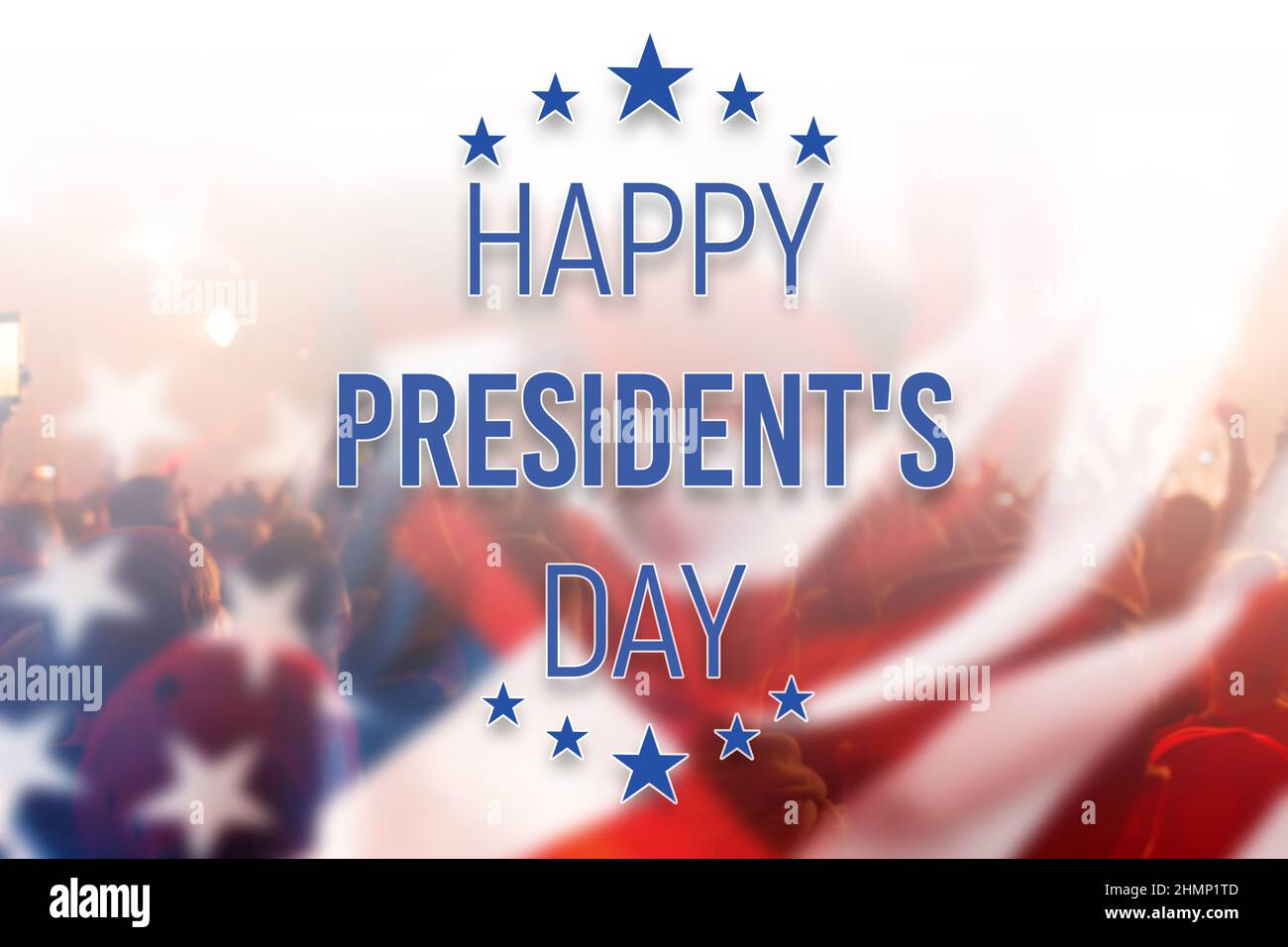 Congratulation Happy president's day on blurred background with waving ...