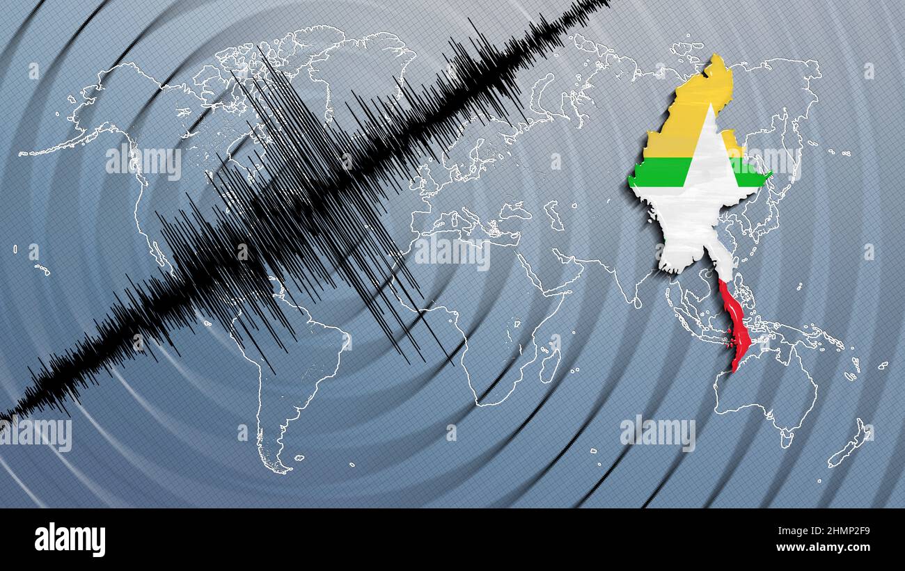 Seismic activity earthquake Myanmar map Richter scale Stock Photo - Alamy
