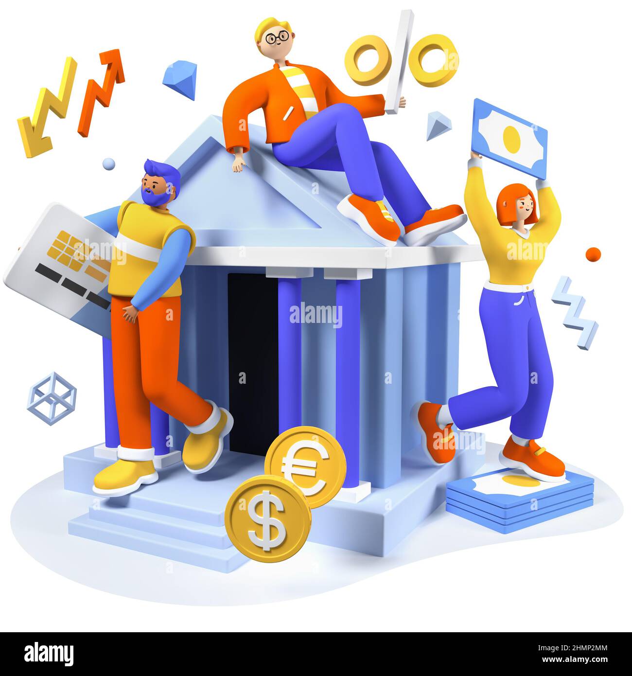 Bank operations and finance - modern colorful 3D illustration, cartoon ...